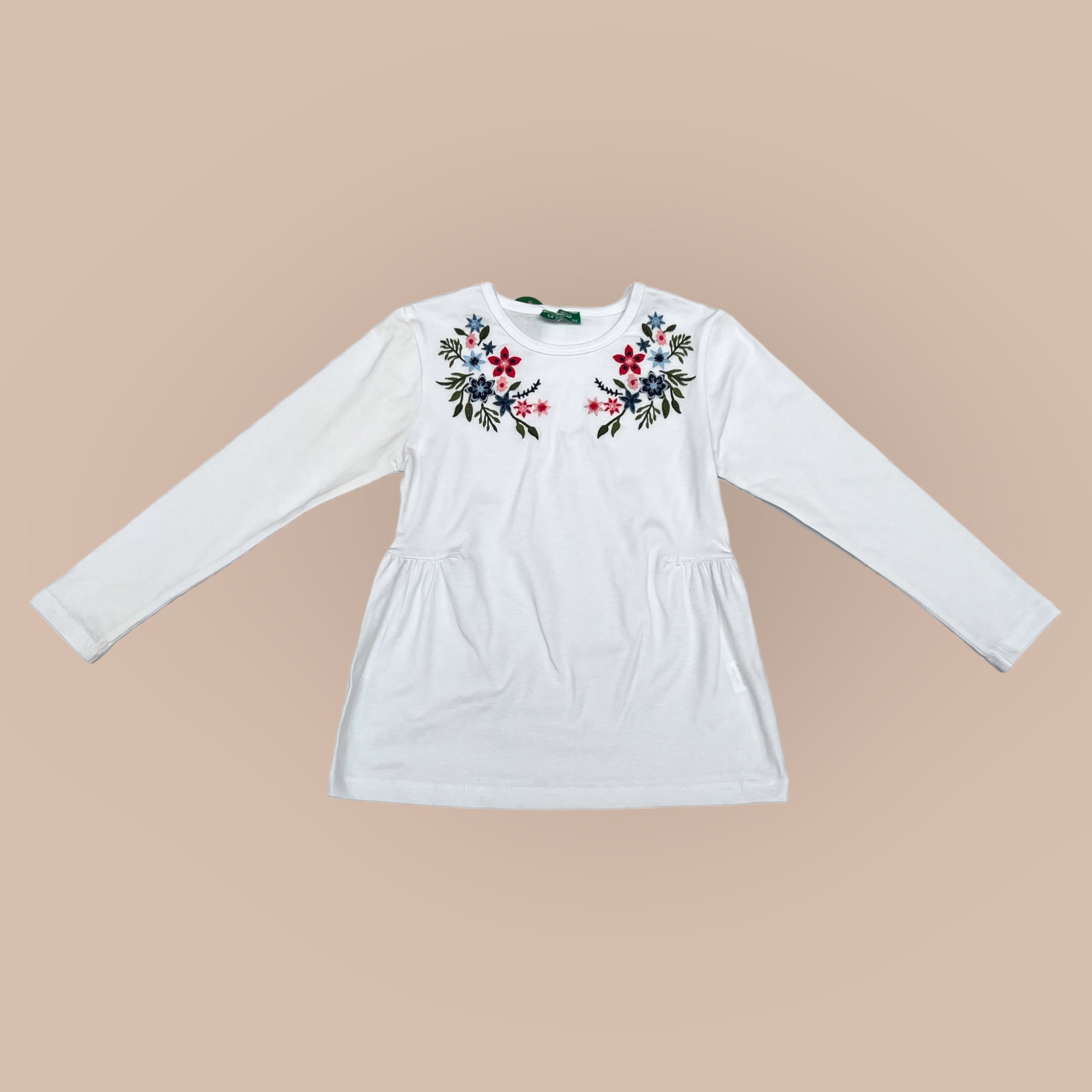 Bluza alba tip ie brodata cu mânecă lungă – Kids Magazin